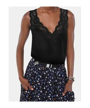 Rabanne Silk Tank Top With Lace Detailing