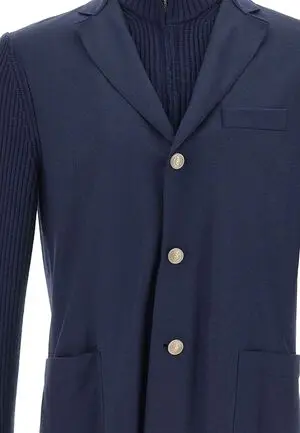 Eleventy Ribbed Sleeve Bib Blazer