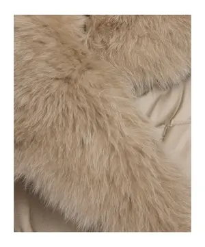 YVES SALOMON Long Double-breasted Down Jacket In Fabric With Detachable Fox Fur Collar