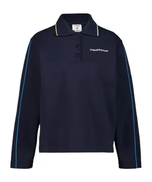 Casablanca Navy Punto Collared Cotton Polo Sweatshirt - Blue