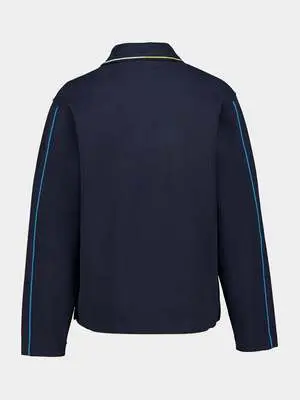 Casablanca Navy Punto Collared Cotton Polo Sweatshirt