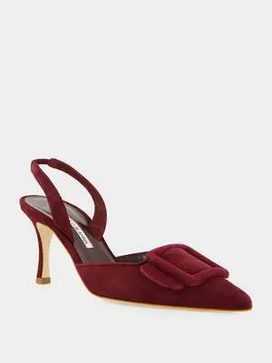 Manolo Blahnik Maysli Slingback Pumps - Deep Red