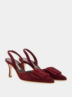 Manolo Blahnik Maysli Slingback Pumps - Deep Red