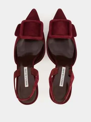 Manolo Blahnik Maysli Slingback Pumps - Deep Red