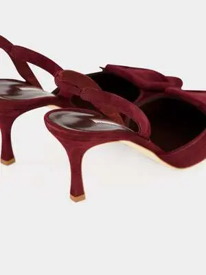 Manolo Blahnik Maysli Slingback Pumps - Deep Red