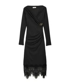 Blumarine Lace-trim Ruched Midi Dress