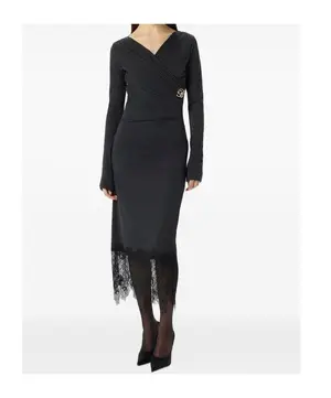 Blumarine Lace-trim Ruched Midi Dress