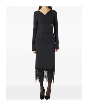 Blumarine Lace-trim Ruched Midi Dress