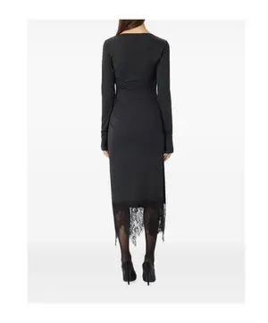 Blumarine Lace-trim Ruched Midi Dress