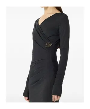 Blumarine Lace-trim Ruched Midi Dress