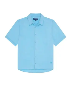 Vilebrequin Turtle-embroidered Short-sleeve Shirt - Light Blue