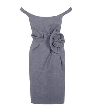 Magda Butrym 3d Flower Draped Dress - Grey