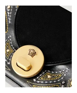 Versace Vivian Embroidered Suede Clutch