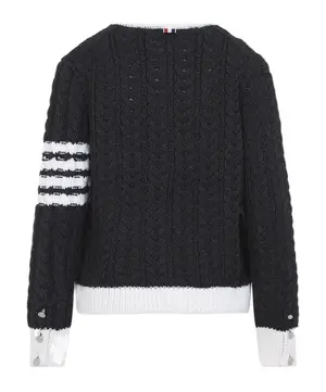 Thom Browne Merino-wool 4-bar Aran-cable Cardigan
