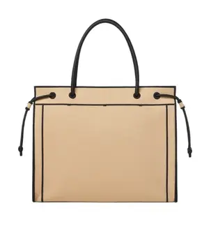 Fendi Embroidered Canvas Shopper - Beige