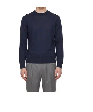 Eleventy Contrast-trim Fine-knit Sweater