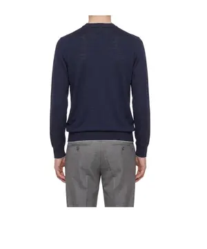 Eleventy Contrast-trim Fine-knit Sweater