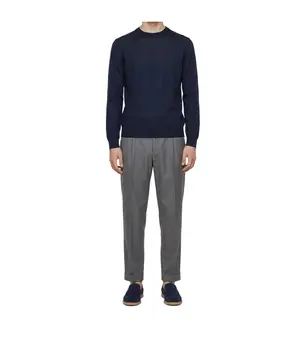 Eleventy Contrast-trim Fine-knit Sweater