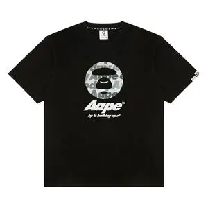 AAPE Moonface Logo Short Sleeve Tee - Black
