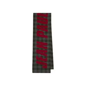 JEAN PAUL GAULTIER Wool Scarf Tartan Logo Tartan Gaultier