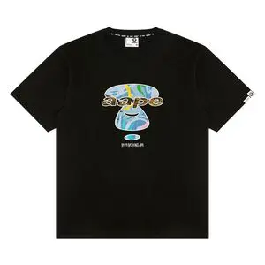 AAPE Unvs Camo Moonface Logo Short Sleeve Tee - Black