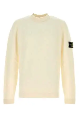 Stone Island Ivory Wool Blend Sweater - White