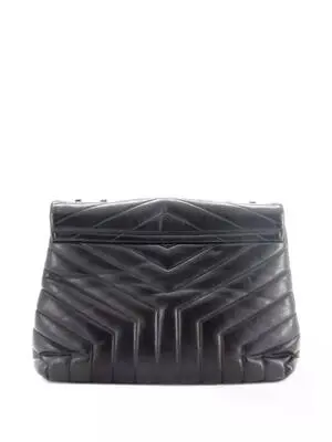 Saint Laurent Loulou Matelasse Chevron Leather Medium Shoulder Bag - Black