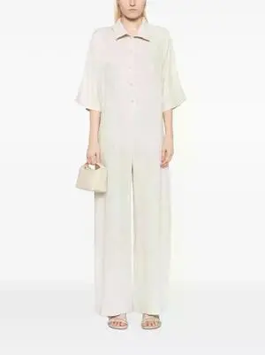 TESSITURA BODY COUTURE Short-sleeve Crystal-embellished Jumpsuit - Neutrals