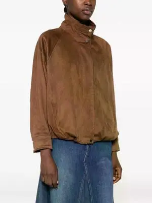 Marella High-neck Raglan-sleeve Jacket - Brown