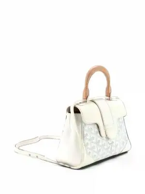 Goyard Saigon Top Handle Bag Coated Canvas With Leather Mini Shoulder Bag - White