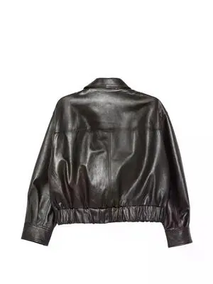 I BLUES Elasticated Leather Jacket