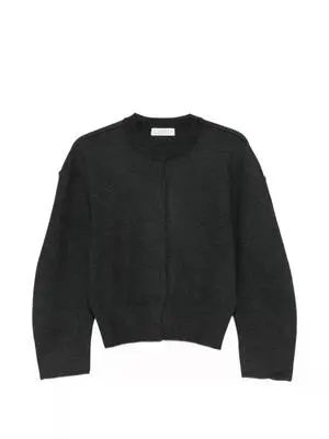 AMOMENTO Concealed-fastening Drop-shoulder Cardigan - Grey