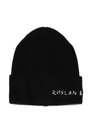 Ruslan Baginskiy Logo-embroidered Ribbed-knit Beanie Hat - Black