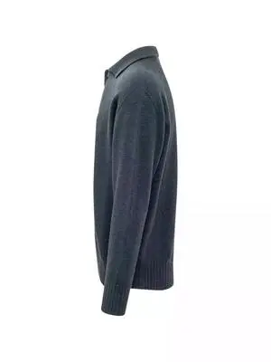 AMARANTO Long-sleeve Knitted Polo Shirt