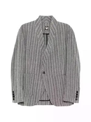 TESSITURA Striped Collarless Blazer - Grey