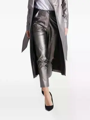 TESSITURA BODY COUTURE Metallic-effect Tapered Trousers - Silver