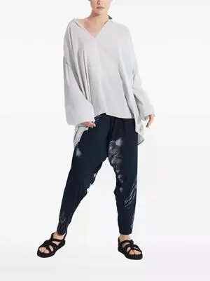 TESSITURA BODY COUTURE Printed Drop-crotch Trousers - Black