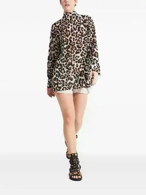 TESSITURA Leopard-print Back-cutout Blouse