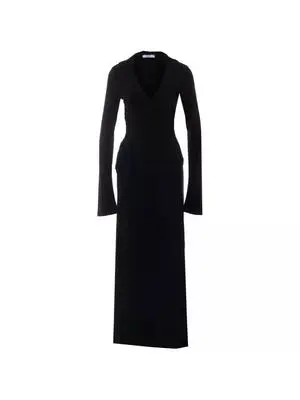 ELEH Wrap-style Ruched Maxi Dress - Black