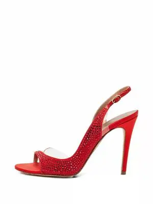 GINA Crystal-embellished Slingback Sandals - Red