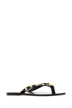 Valentino Garavani Leather Rockstud Thong Slippers
