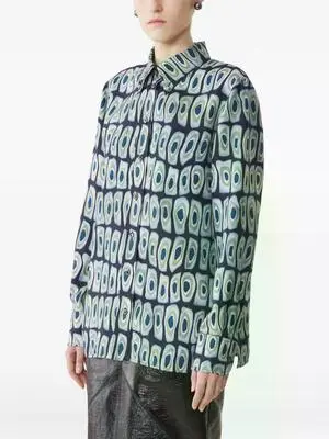 LANVIN Abstract-print Silk Shirt - Blue