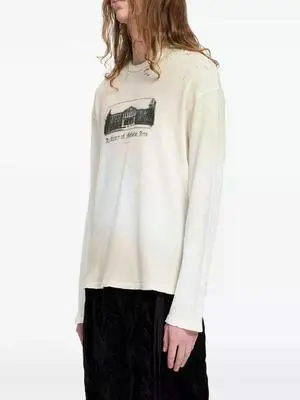 ANN DEMEULEMEESTER Distressed Waffle-knit Long-sleeve T-shirt