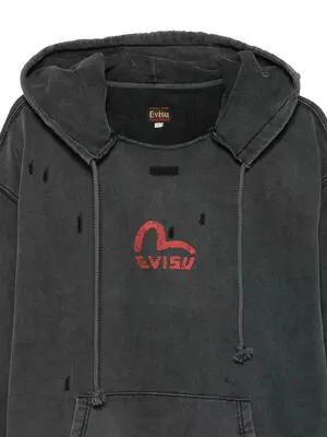 EVISU Distressed Logo-print Hoodie