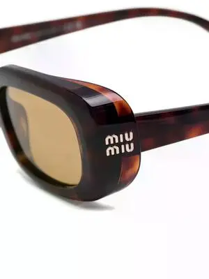 Miu Miu Tortoiseshell-effect Rectangle-frame Sunglasses