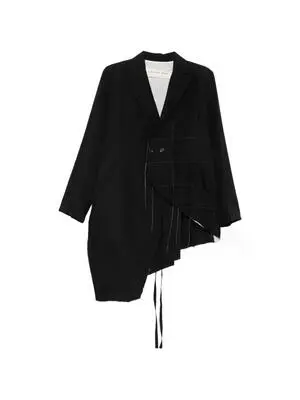 A TENTATIVE ATELIER Check-stitch Asymmetric Blazer - Black