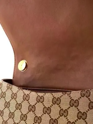 Gucci Blondie Nm Top Handle Bag Gg Canvas With Leather Medium Shoulder Bag - Brown