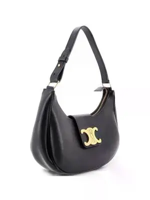 Celine Ava Triomphe Bag Leather Shoulder Bag - Black