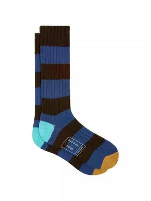 Paul Smith Striped Ribbed-knit Socks - Blue