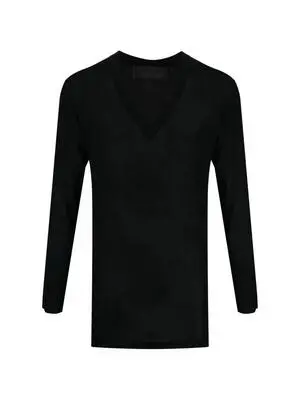 TESSITURA BODY COUTURE Long-sleeve V-neck T-shirt - Black